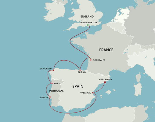 Cruises from England to Spain - 2024-2026 Seasons