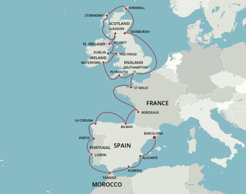 Cruises from England to Spain - 2023 & 2024 Seasons