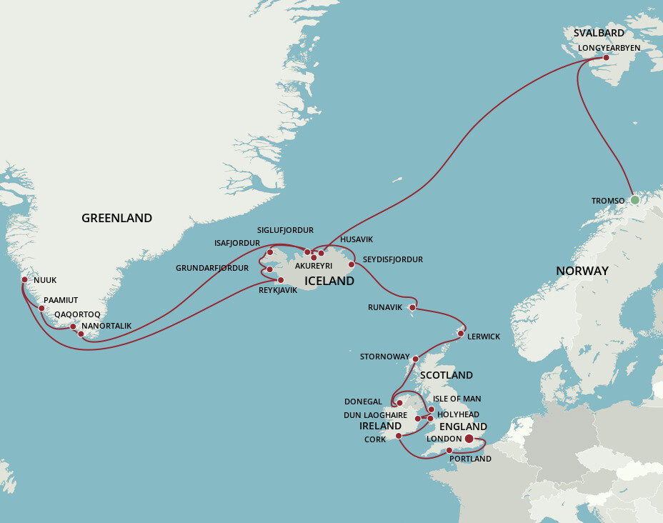 Nordic & Celtic Legends - Oceania (29 Night Cruise from Tromso to London)