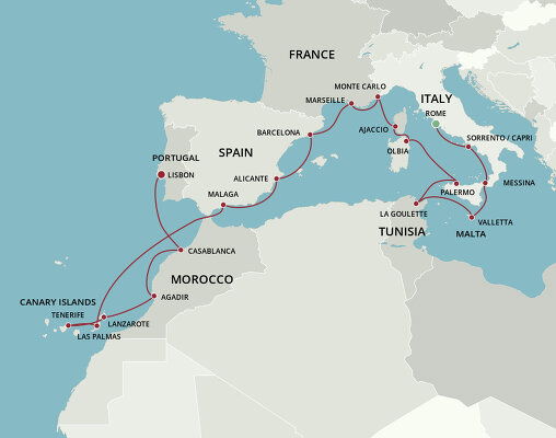 Cruises from Rome to Lisbon - 2023-2025 Seasons