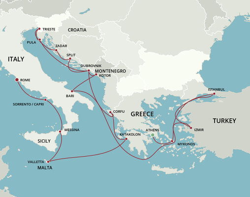 Cruises from Athens to Rome - 2023-2026 Seasons