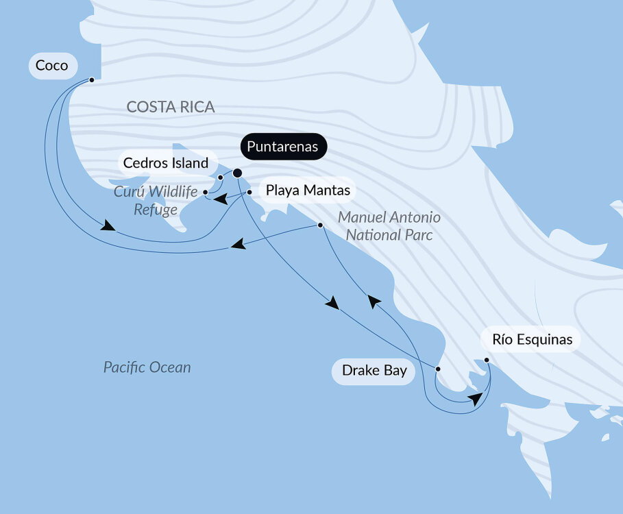 Pacific Coast of Costa Rica - Ponant (7 Night Roundtrip cruise from ...
