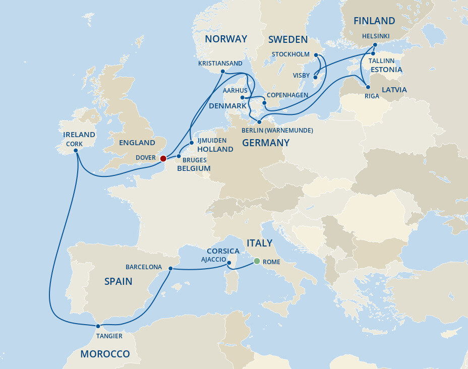 World Cruise Segment - Rome to London - Princess (25 Night Cruise from ...