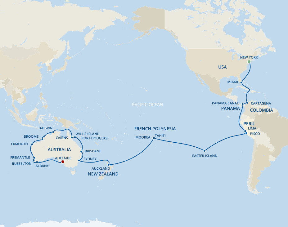World Cruise Segment - New York to Adelaide - Princess (59 Night Cruise ...