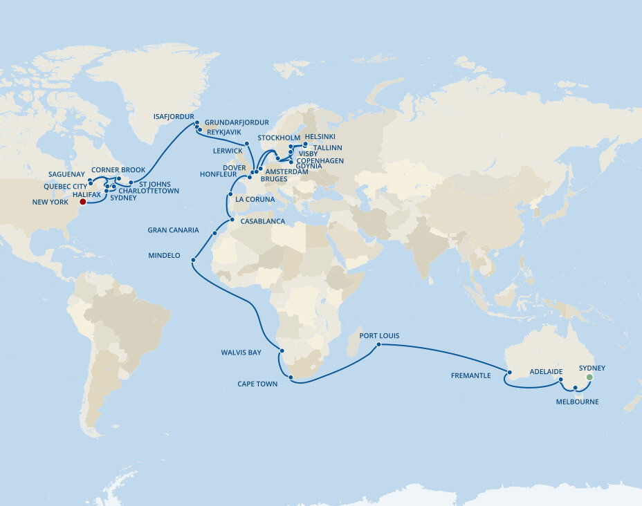 World Cruise Liner - Sydney to New York - Princess (77 Night Cruise ...