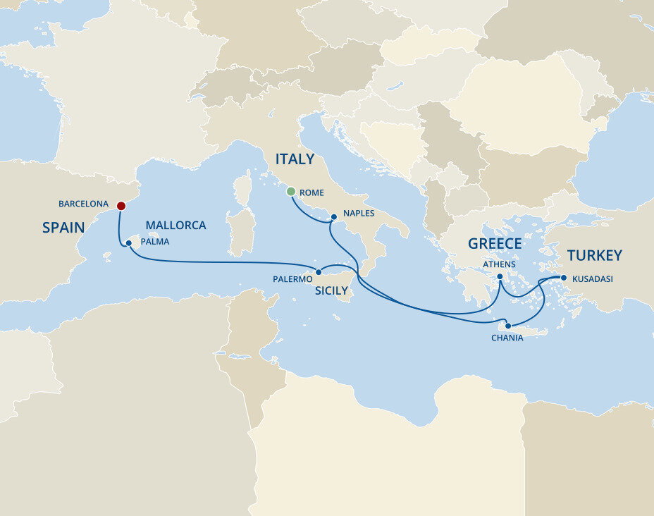 Grand Mediterranean - Princess (10 Night Cruise from Rome to Barcelona)