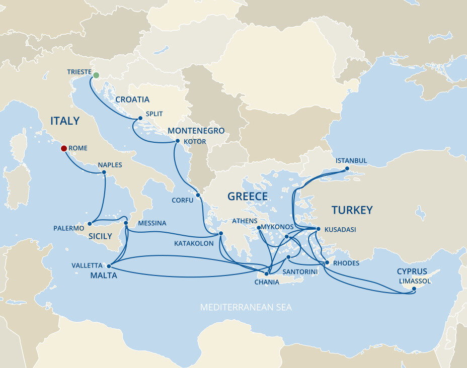 The Best of the Mediterranean - Princess (32 Night Cruise from Trieste ...