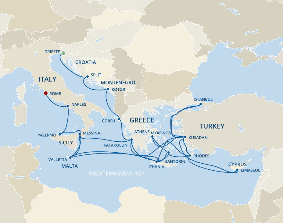 The Best of the Mediterranean - Princess (32 Night Cruise from Trieste ...