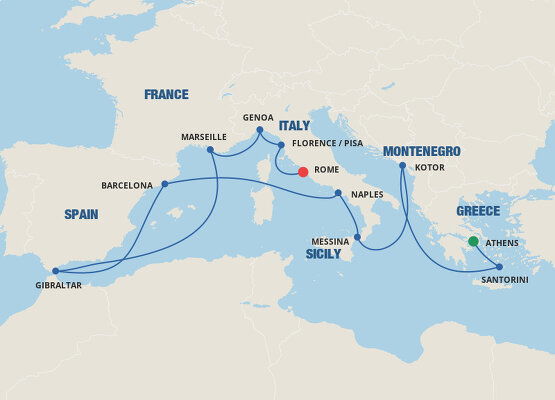 Cruises from Athens to Rome - 2023-2026 Seasons