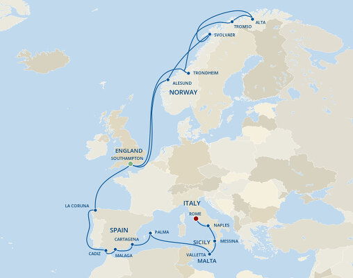 Cruises from London to Rome - 2023-2025 Seasons