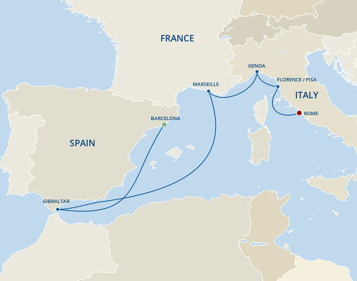 Cruises from Spain to Italy - 2025-2027 Seasons