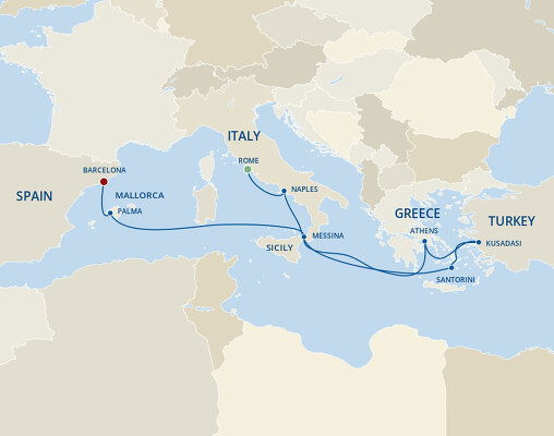 Cruises from Rome to Barcelona - 2025-2027 Seasons