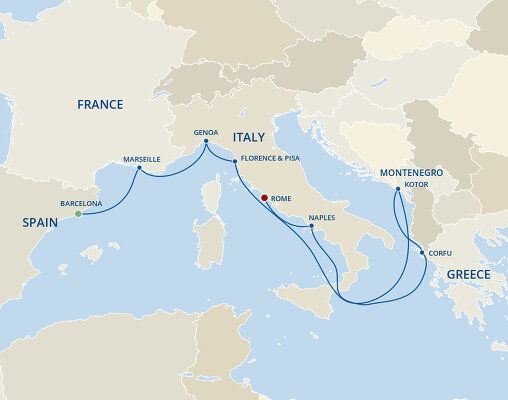 Cruises from Barcelona to Rome - 2025-2027 Seasons