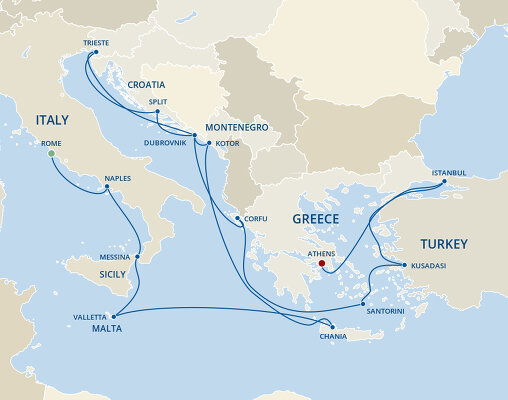 Cruises from Rome to Athens - 2025-2027 Seasons