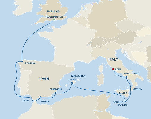 Cruises from England to Italy - 2024-2026 Seasons