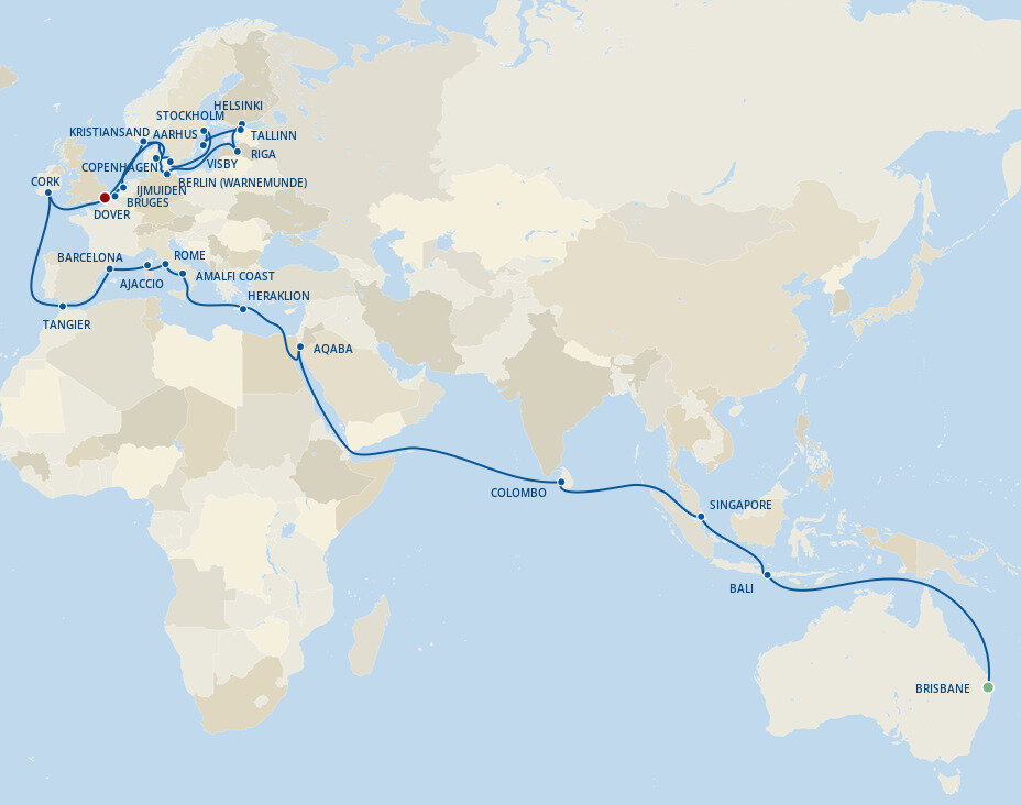 World Cruise Liner - Brisbane to London - Princess (54 Night Cruise ...