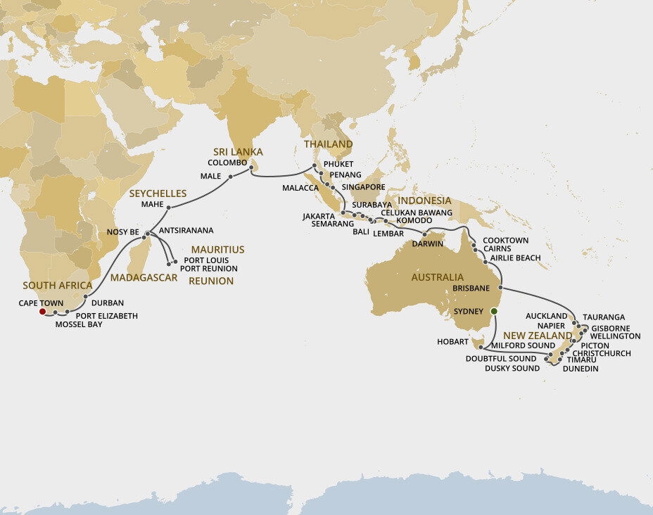 Grand Southern Seas Sojourn - Regent Seven Seas (69 Night Cruise from ...