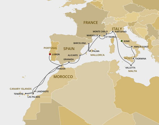 Cruises from Rome to Lisbon - 2023-2025 Seasons