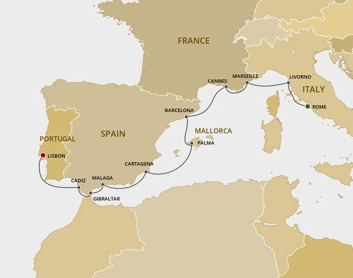 Cruises from Rome to Lisbon - 2023-2025 Seasons