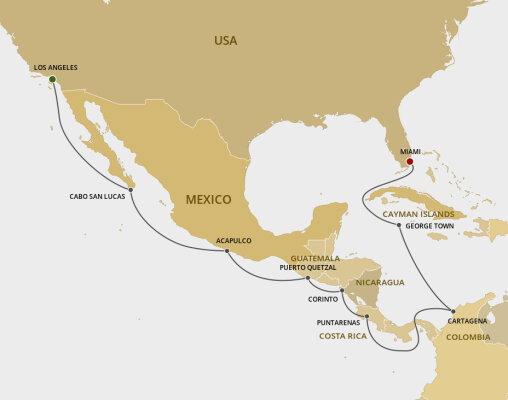 Cruises from Los Angeles to Miami - 2025-2027 Seasons
