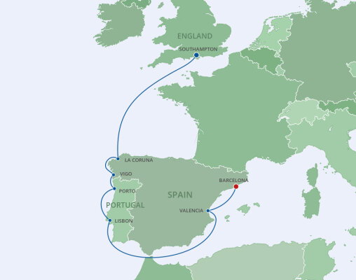 Cruises from England to Spain - 2024 & 2025 Seasons