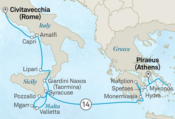 Cruises from Rome to Athens - 2025-2027 Seasons