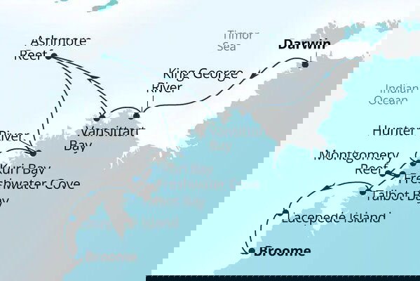 Cruises from Darwin to Broome - 2025 & 2026 Seasons