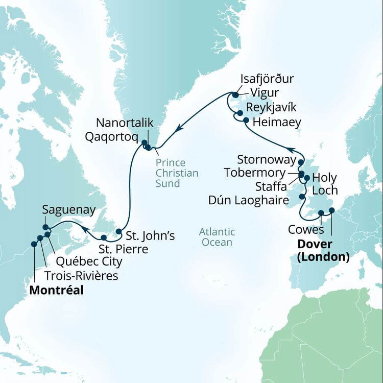Route Of The Vikings - Seabourn (24 Night Cruise from London to Montreal)
