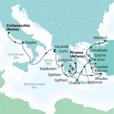 Cruises from Athens to Rome - 2025-2028 Seasons