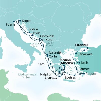 Cruises from Istanbul to Athens - 2025-2028 Seasons