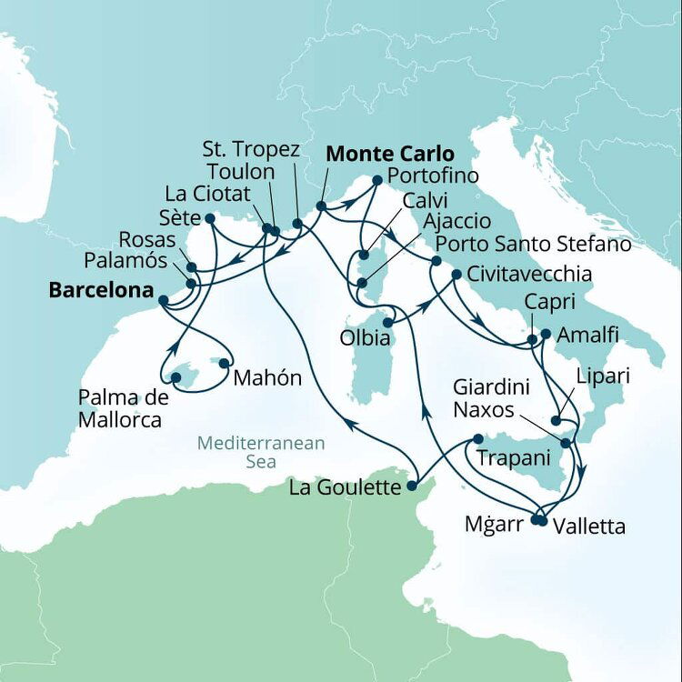 Tyrrhenian, Mediterranean & Riviera Jewels - Seabourn (30 Night Cruise ...