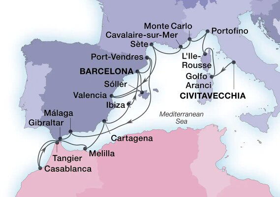 Cruises from Rome to Barcelona - 2023, 2024 & 2025 Seasons