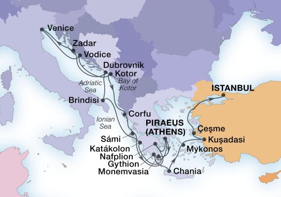 Cruises from Athens to Istanbul - 2024-2026 Seasons