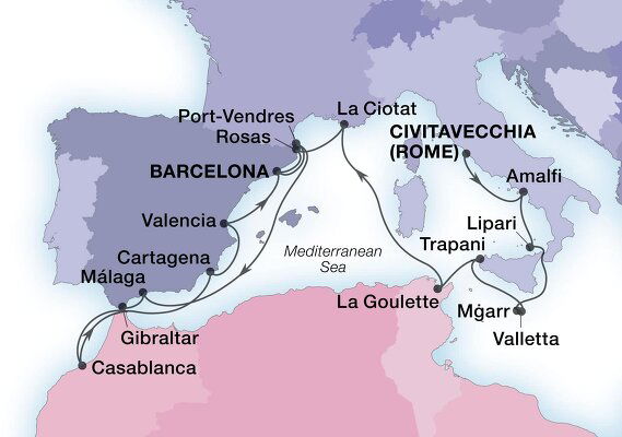 Cruises from Rome to Barcelona - 2025-2027 Seasons