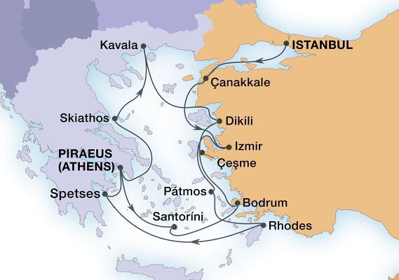 Cruises from Istanbul to Athens - 2023-2025 Seasons