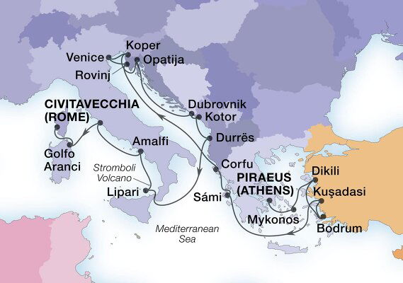 Cruises from Athens to Rome - 2023-2026 Seasons