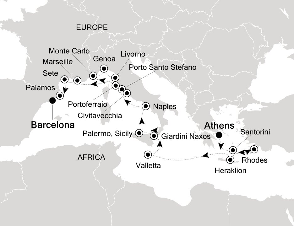 Athens to Barcelona - Silversea (22 Night Cruise from Athens to Barcelona)