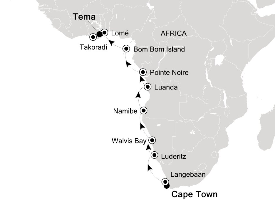 Cape Town to Tema - Silversea (19 Night Cruise from Cape Town to Accra)