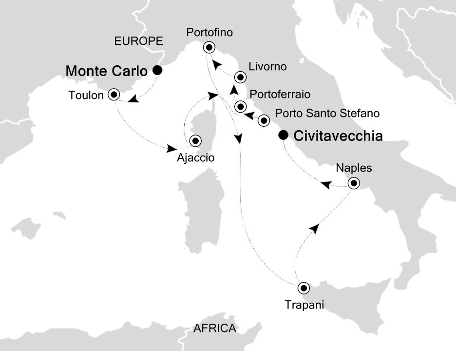 Monte Carlo to Rome - Silversea (10 Night Cruise from Monte Carlo to Rome)