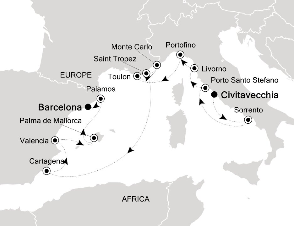 Rome to Barcelona - Silversea (14 Night Cruise from Rome to Barcelona)