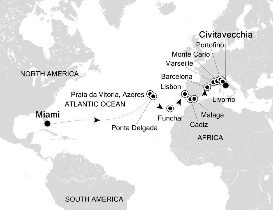 Miami to Rome - Silversea (24 Night Cruise from Miami to Rome)