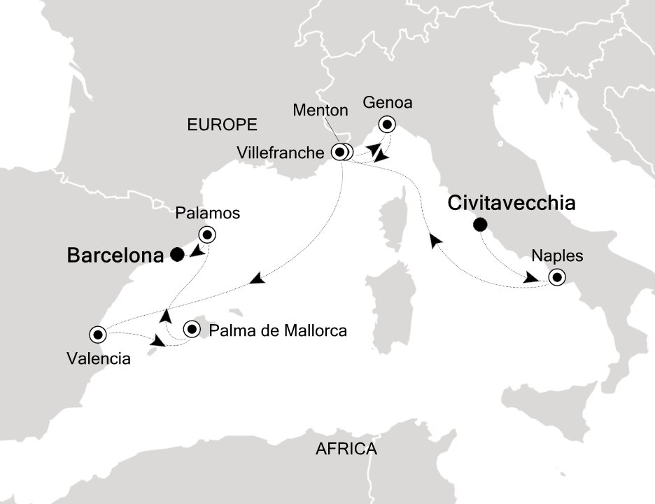 Rome to Barcelona - Silversea (10 Night Cruise from Rome to Barcelona)