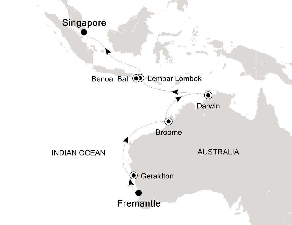 Fremantle (Perth), Western Australia to Singapore - Silversea (16 Night ...