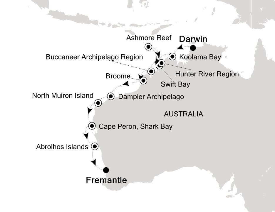 Darwin to Fremantle (Perth), Western Australia - Silversea (16 Night ...
