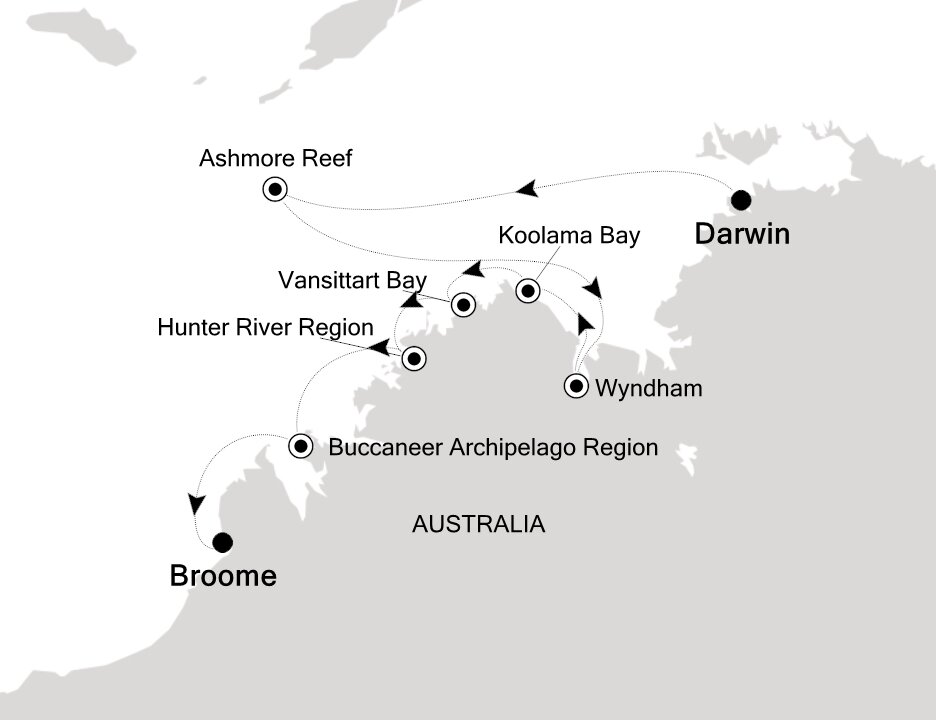 Darwin to Broome (Kimberley) - Silversea (10 Night Cruise from Darwin ...