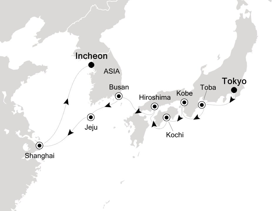 Tokyo to Incheon (Seoul) - Silversea (14 Night Cruise from Tokyo to Seoul)
