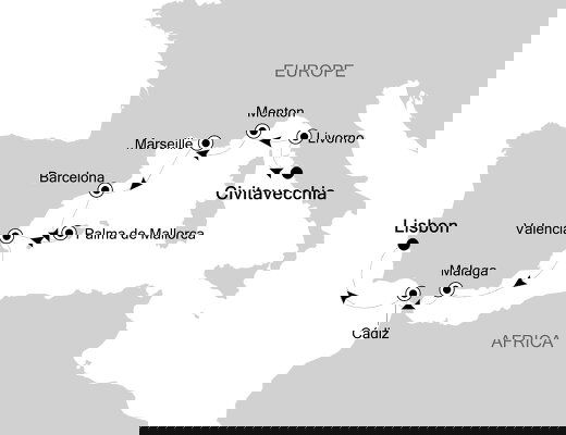 Cruises from Rome to Lisbon - 2023-2025 Seasons