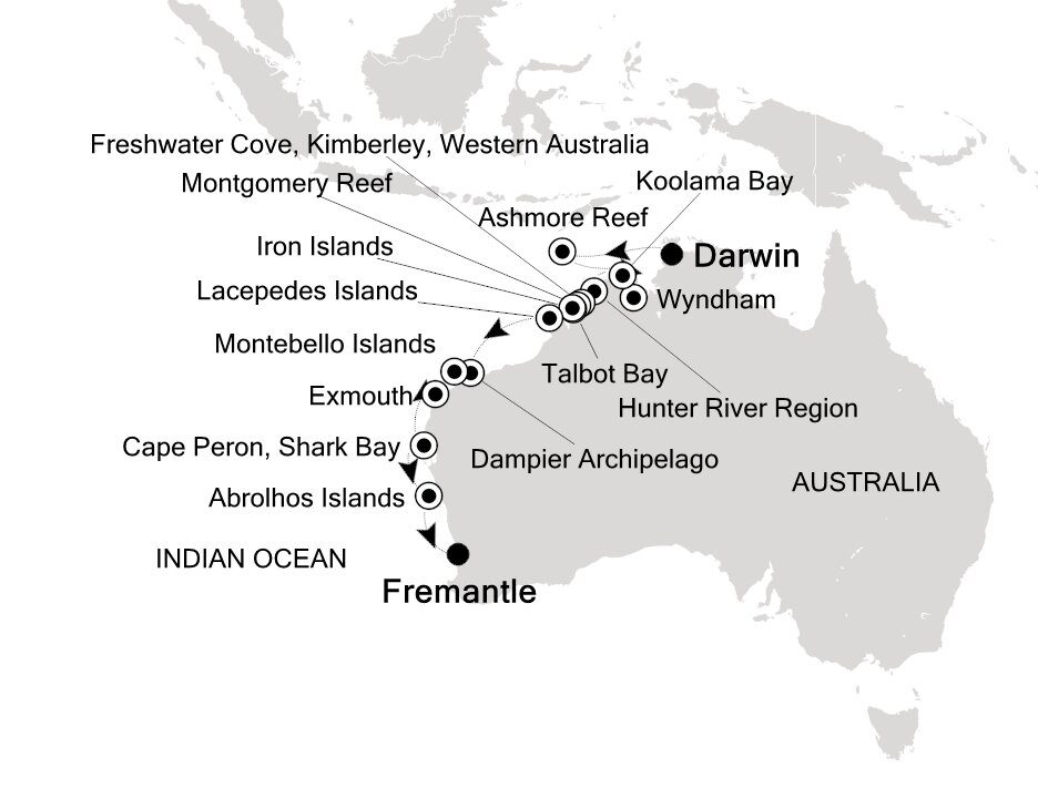 Darwin to Perth, Western Australia - Silversea (17 Night Cruise from ...