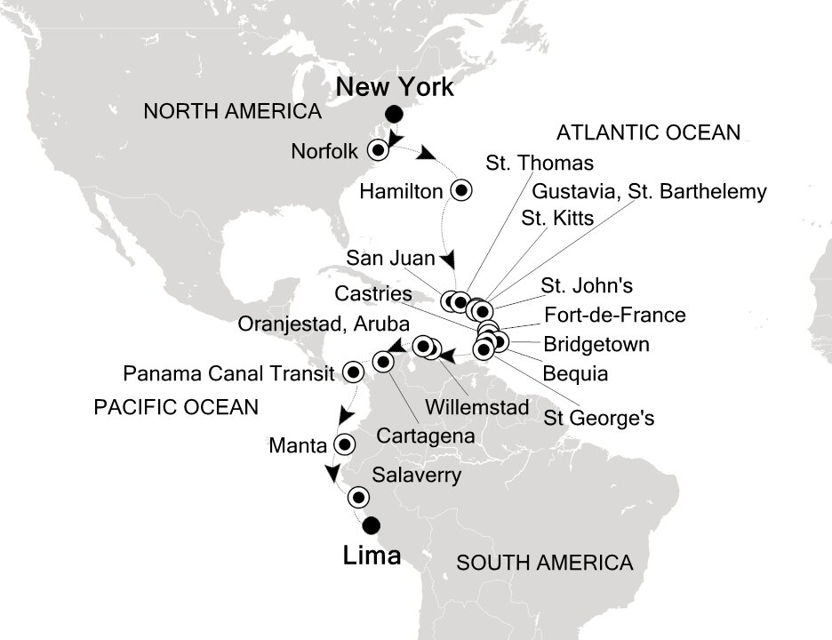 New York to Lima - Silversea (31 Night Cruise from New York to Lima)