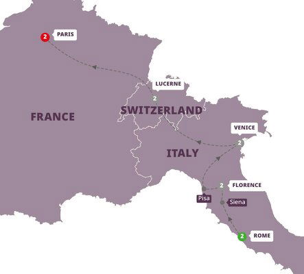 Tours from Rome to Paris - 2024-2026 Seasons